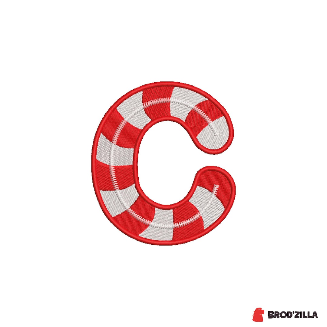 Candy Cane Letter C, Candy Cane C, Christmas Fonts for Machine ...