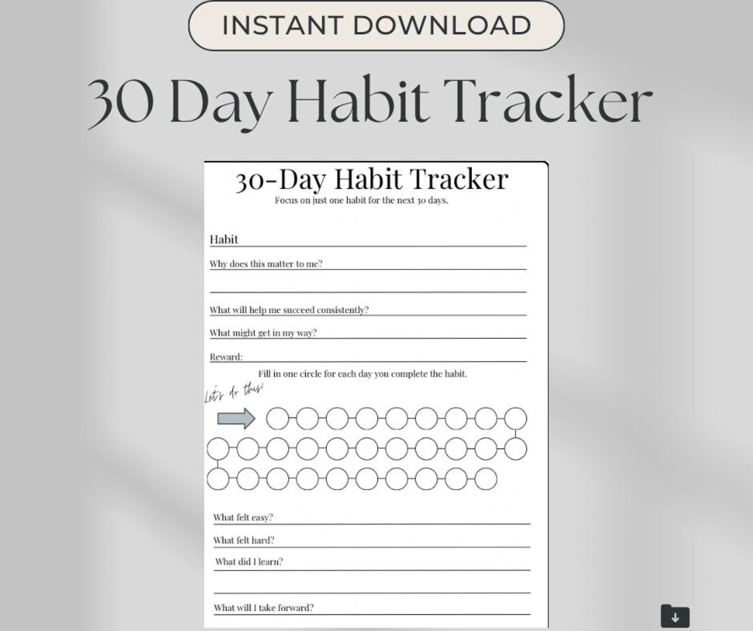 30-day Habit Tracker Printable | Minimalist Habit Challenge ...