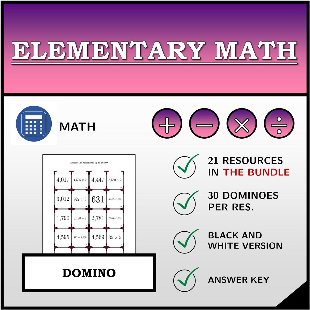 Printable Domino Math Activities | Elementary Mathematics Practice ...