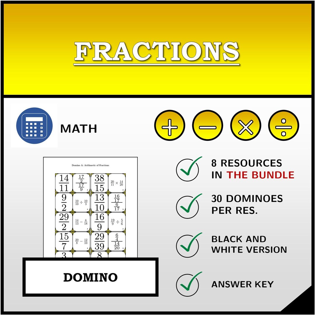 Printable Domino Math Activities | Fractions Practice | Classroom ...