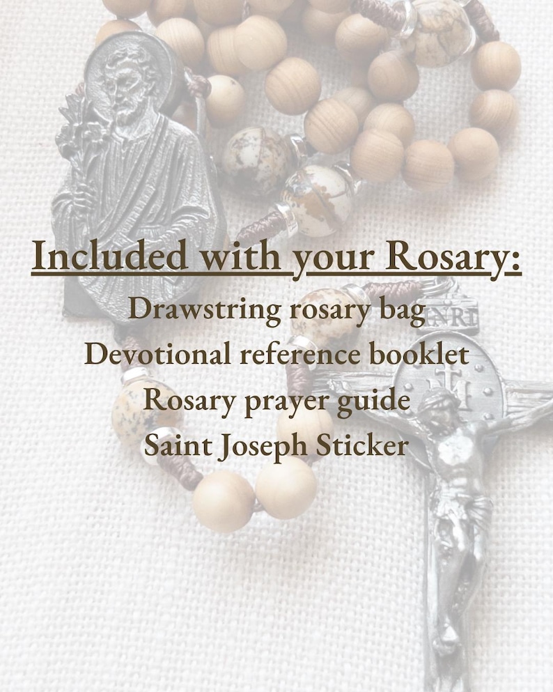 Handmade Saint Joseph Rosary - Thuja Wood & Picture Jasper Stone Beads ...
