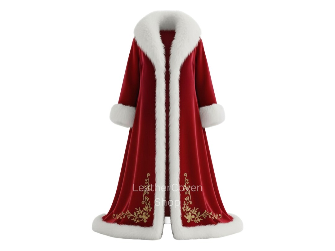 Red Wool Christmas Cloak – Long Holiday Coat With Fur Trim - Etsy