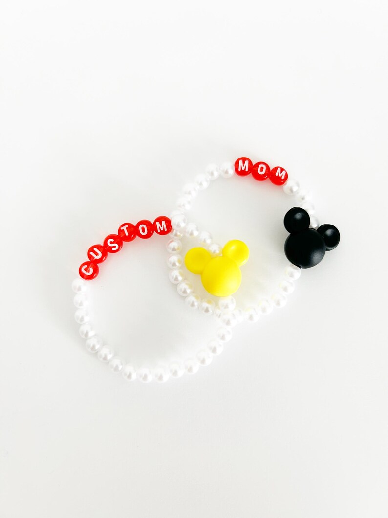 Disney Family Mickey Mouse Bracelet | Custom Text, Text Color and Bead ...