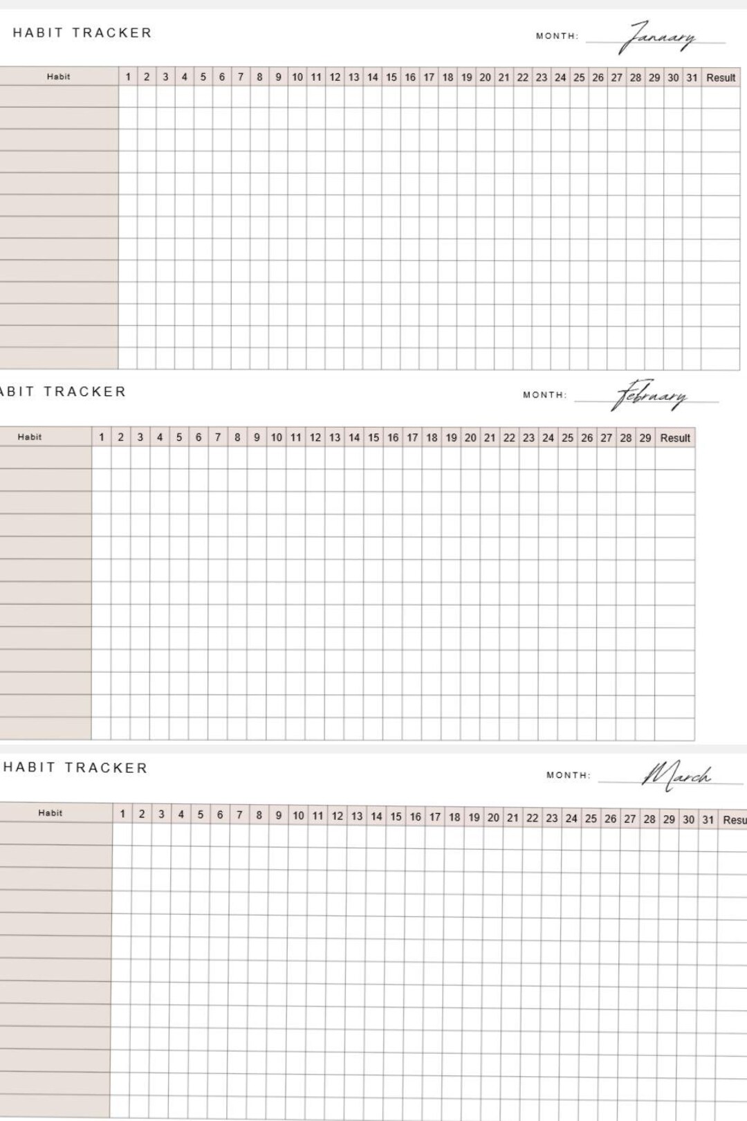 12 Month Habit Tracker - Etsy