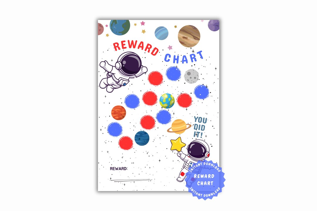 Outer Space Reward Chart for Kids | Astronaut Behavior Sticker Chart ...