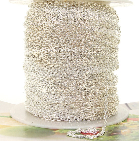 Long 5Chains egg Loop Plated Silver on Copper Metal Chain | Etsy