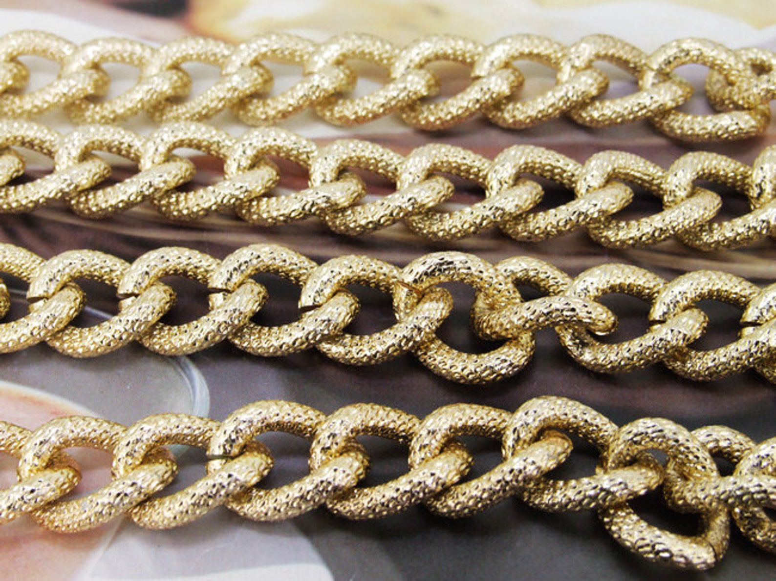 1m 38 Dot Loop Textured Chain Light Gold Chain | Etsy