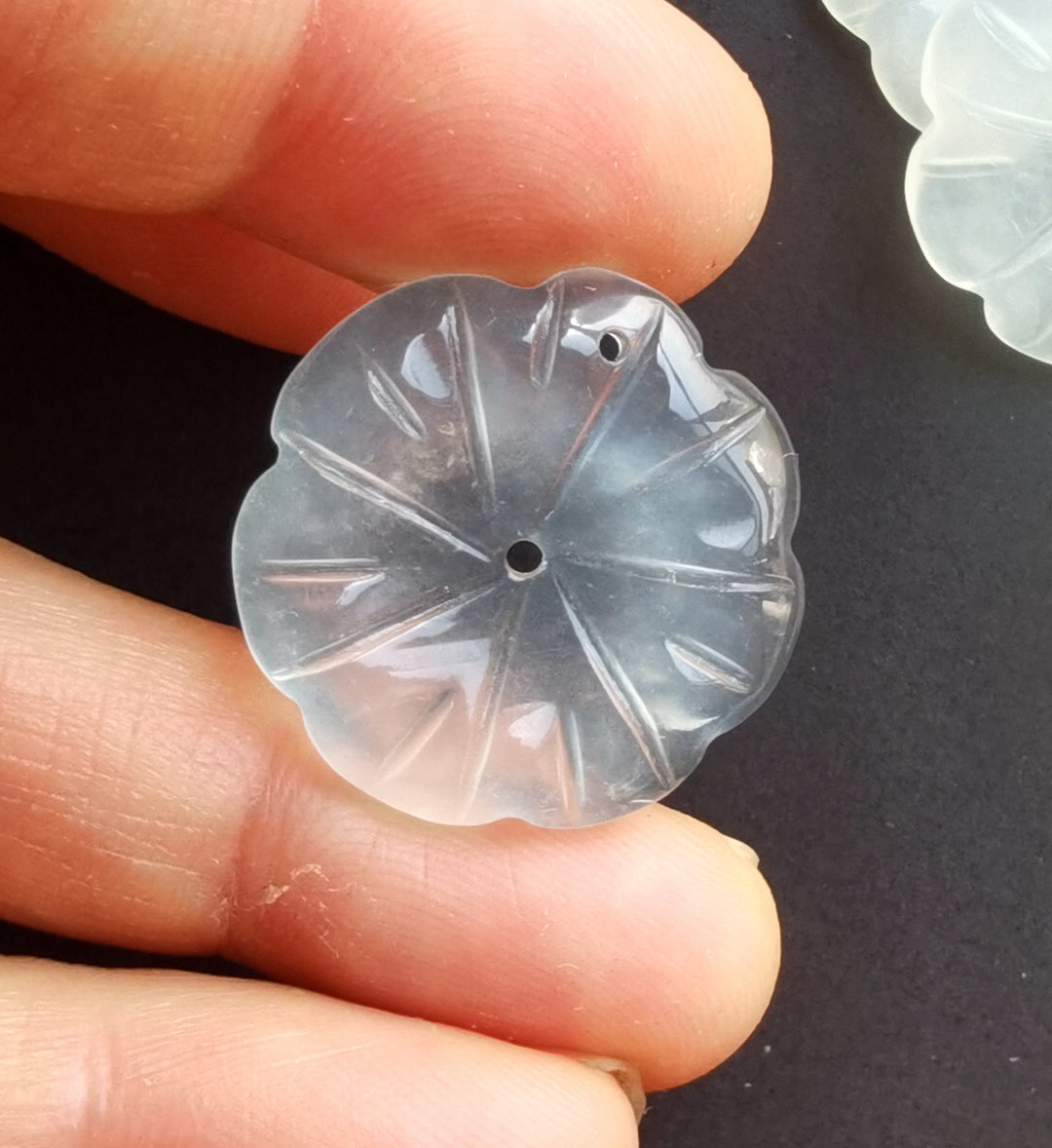 Flower Carved "xiuyu" Natural White Jade Stone Pendant Link,charm ...