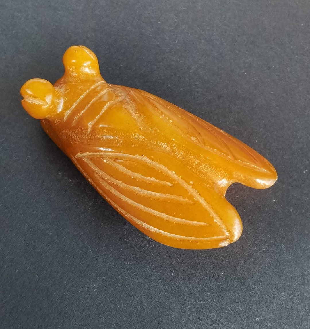 3D Cicadas Carving Yellow Jade Stone Pendant Link,amulet Mythical ...