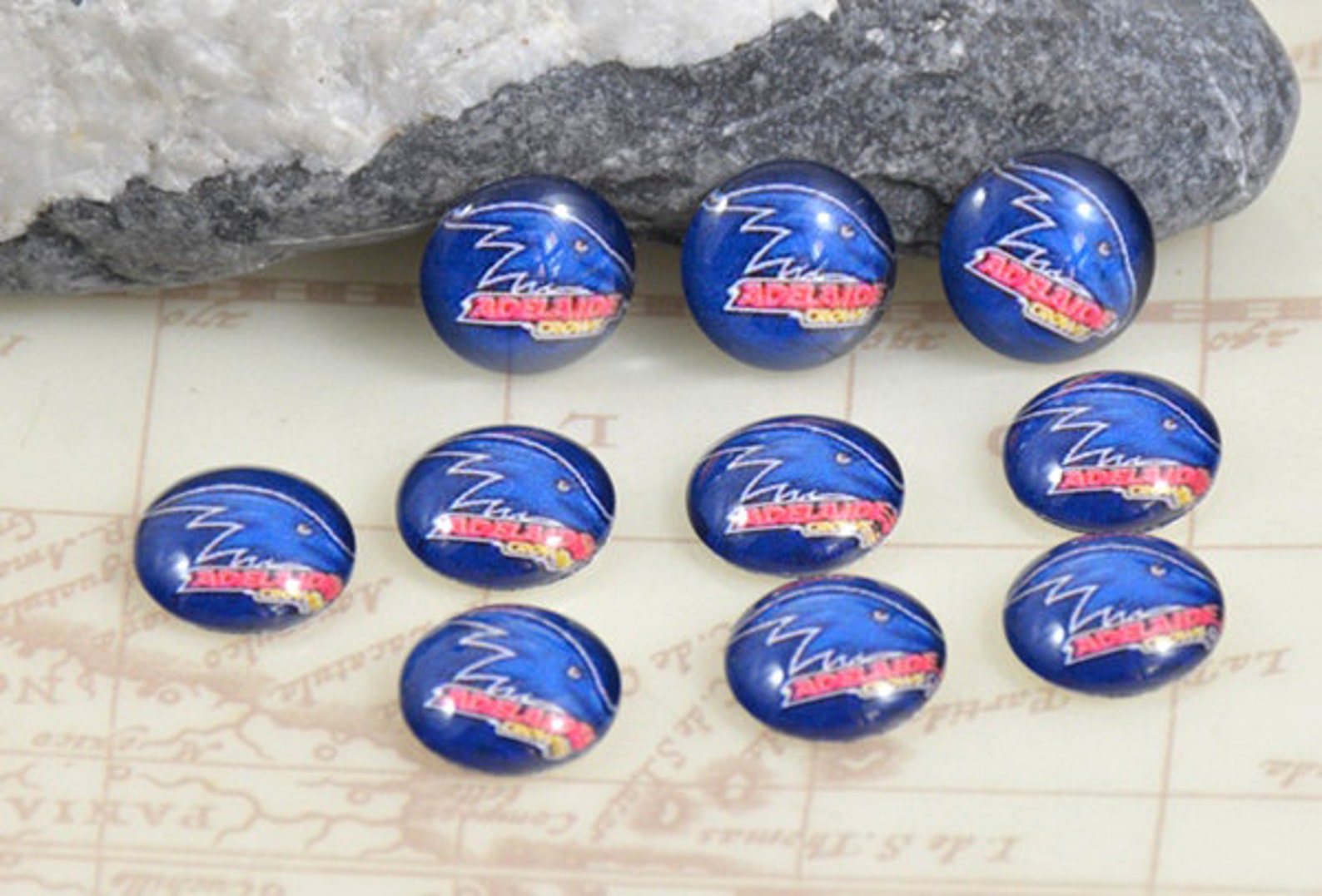 Circle Blue Adelaide Word Handmade Photo Glass Cabochon Dome | Etsy