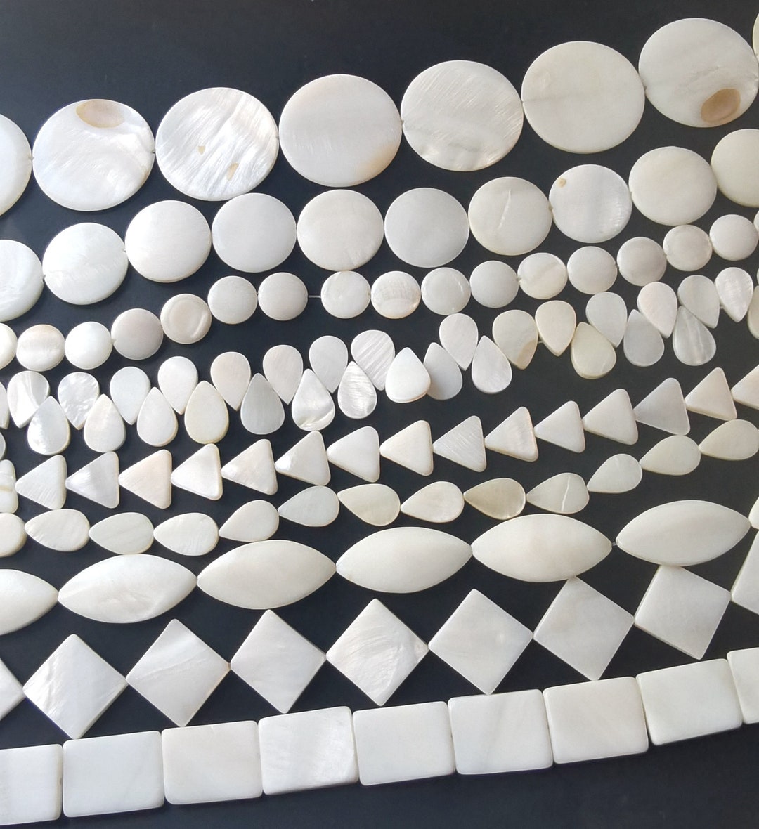 Coin,circle,teardrop,triangle,diamond,rectangle,natural White Shell ...