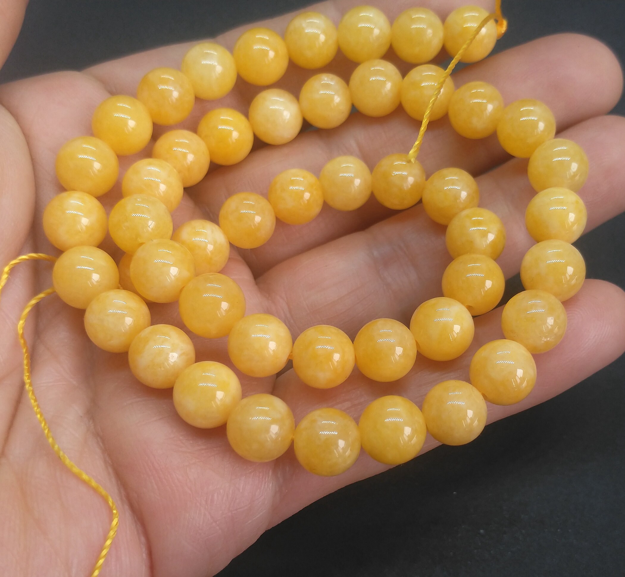 Round Yellow Jade strand6mm 8mm 10mm 12mm 14mmcharm jade | Etsy