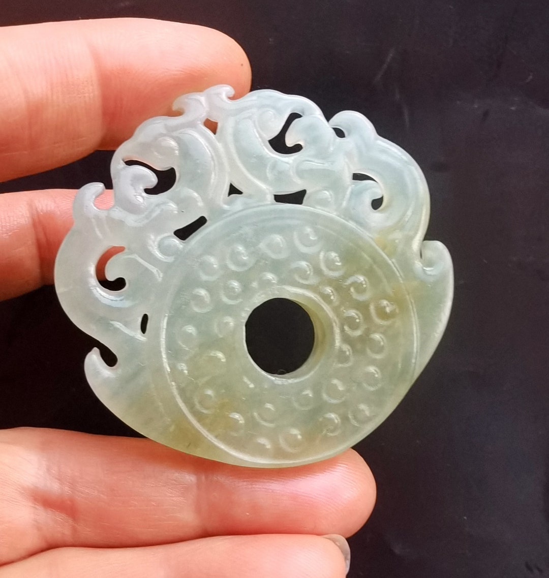 Carved Dragon Phoenix Jade Pendant: Handmade Amulet Necklace - Etsy