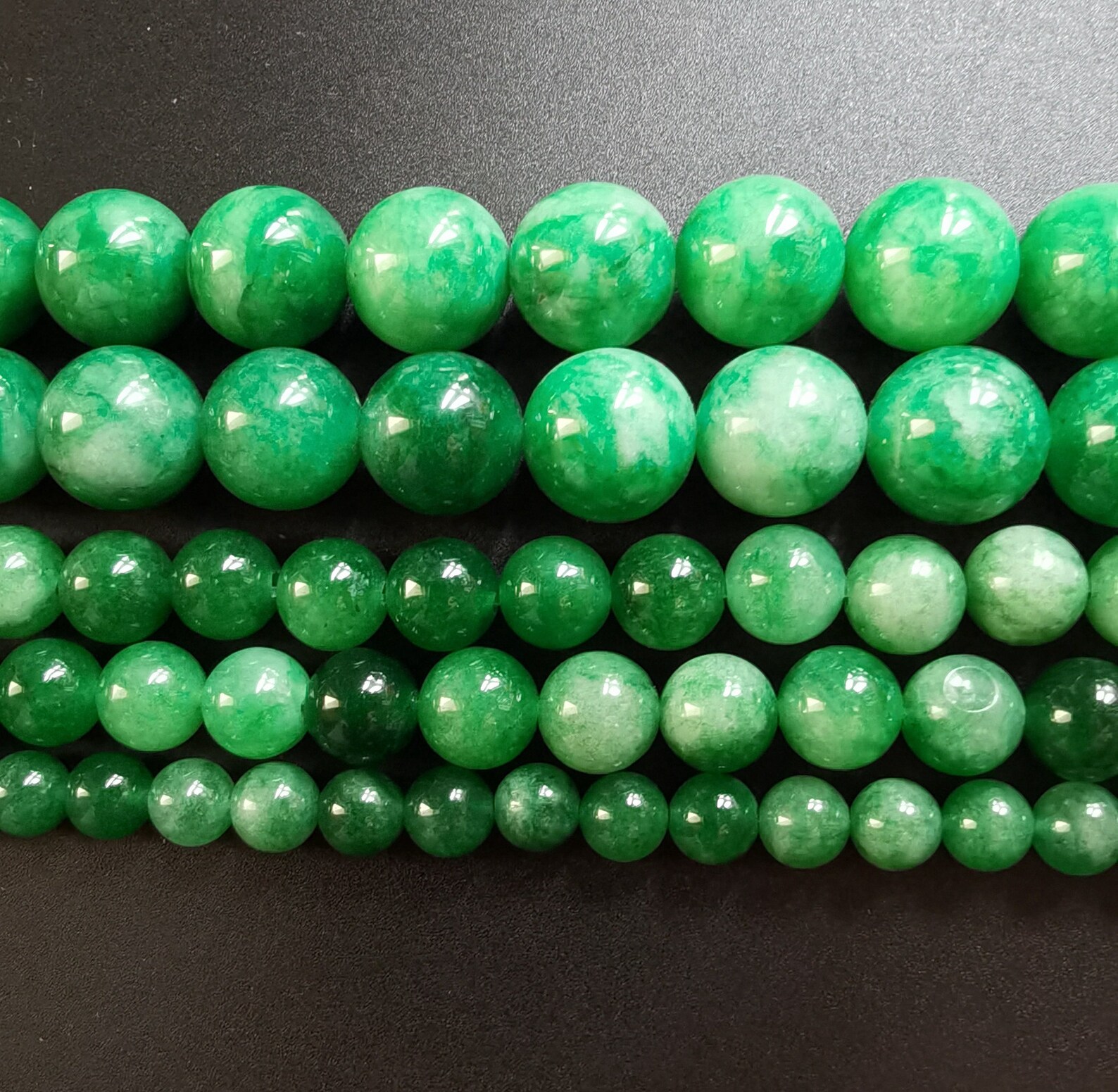 Round green white Jade beads6mm 8mm 10mm 12mmcharm jade | Etsy