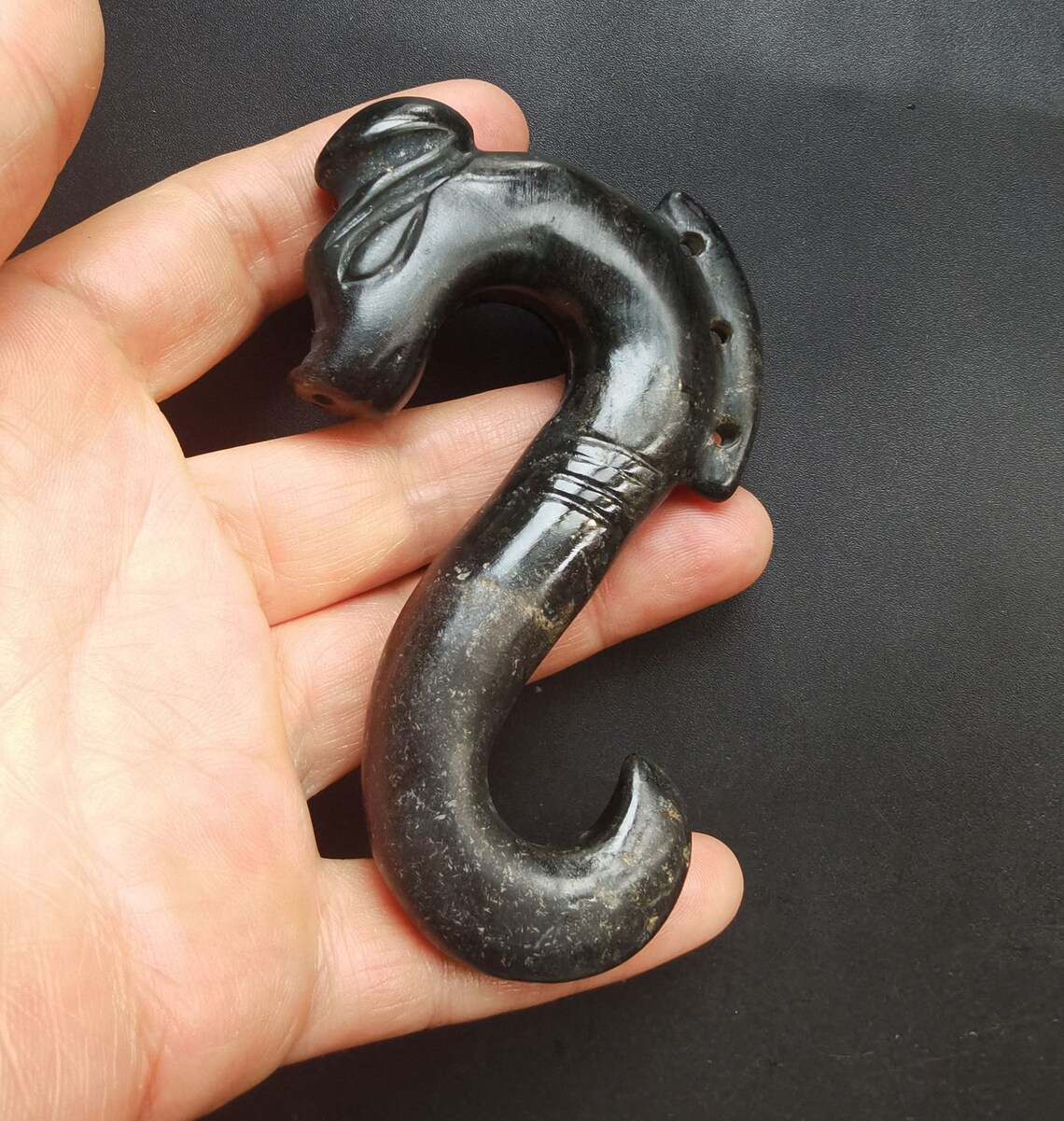 Hand Carved Black Jade Stone Dragon Animals Jade Pendant - Etsy