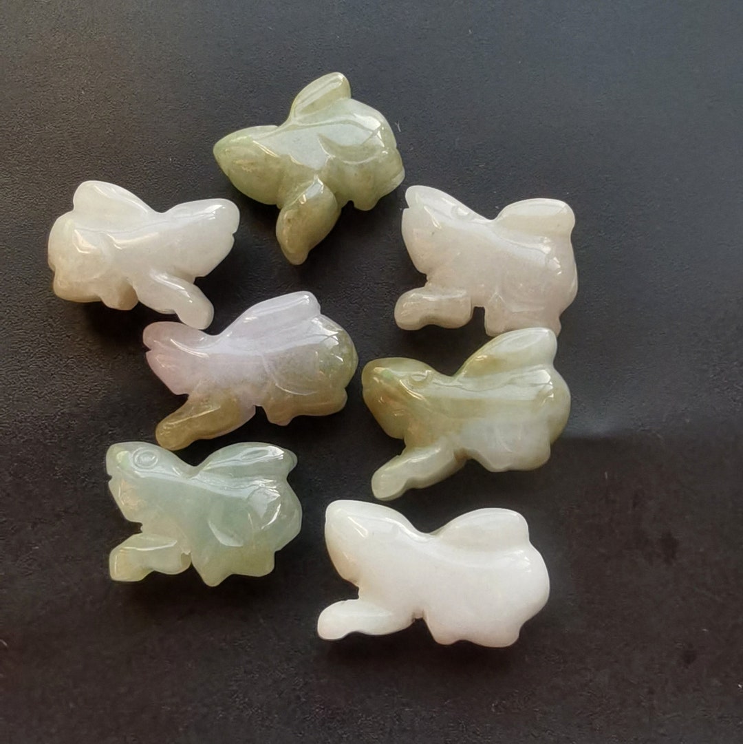 3D Small Rabbit,animal Carving Natural Jadeite Jade Stone Amulet ...