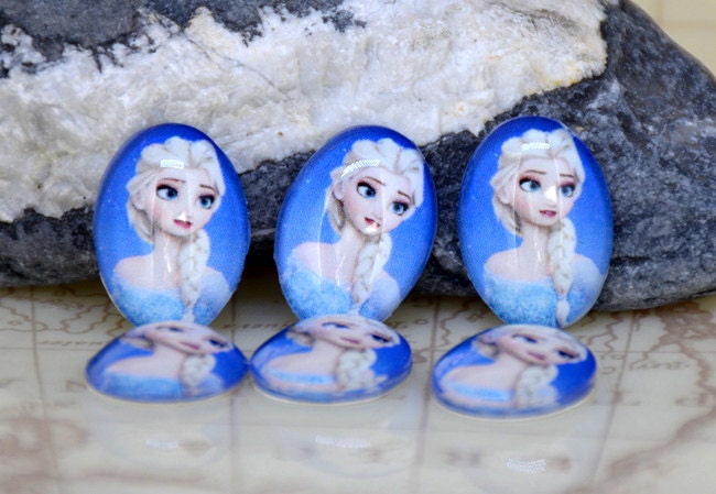 Oval Blue Frozen Elsa Handmade Photo Glass Cabochon Dome Beads - Etsy