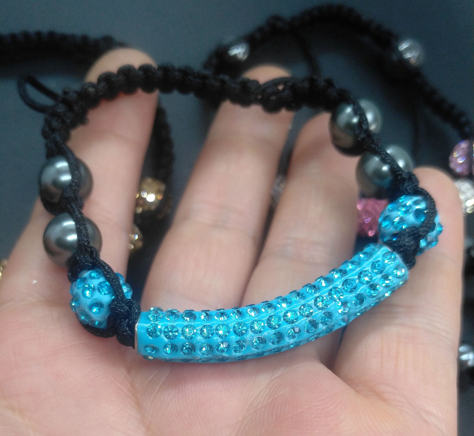 Gorgeous Pipe Crystal Hand Bracelet Champagne Blue Pink White - Etsy