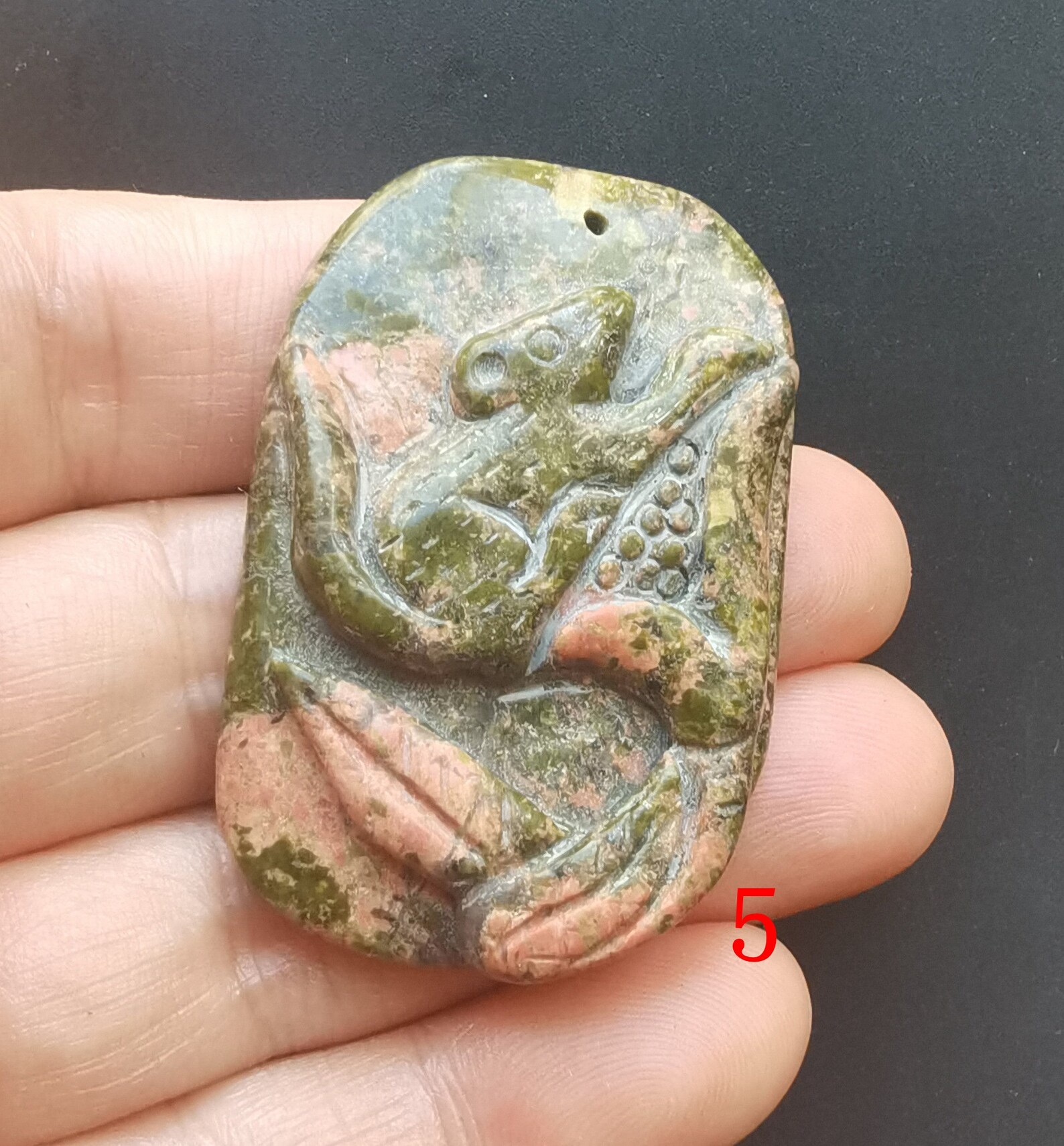 Rat,mouse,flower,leaf Handmade Carved Stone Pendant,natural Gemstone ...