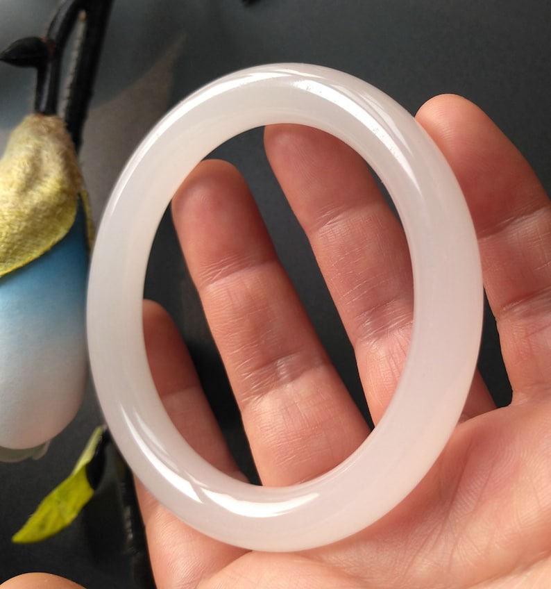Natural White Jade Bangle: Smooth Gemstone Bracelet (52mm-65mm) - Etsy