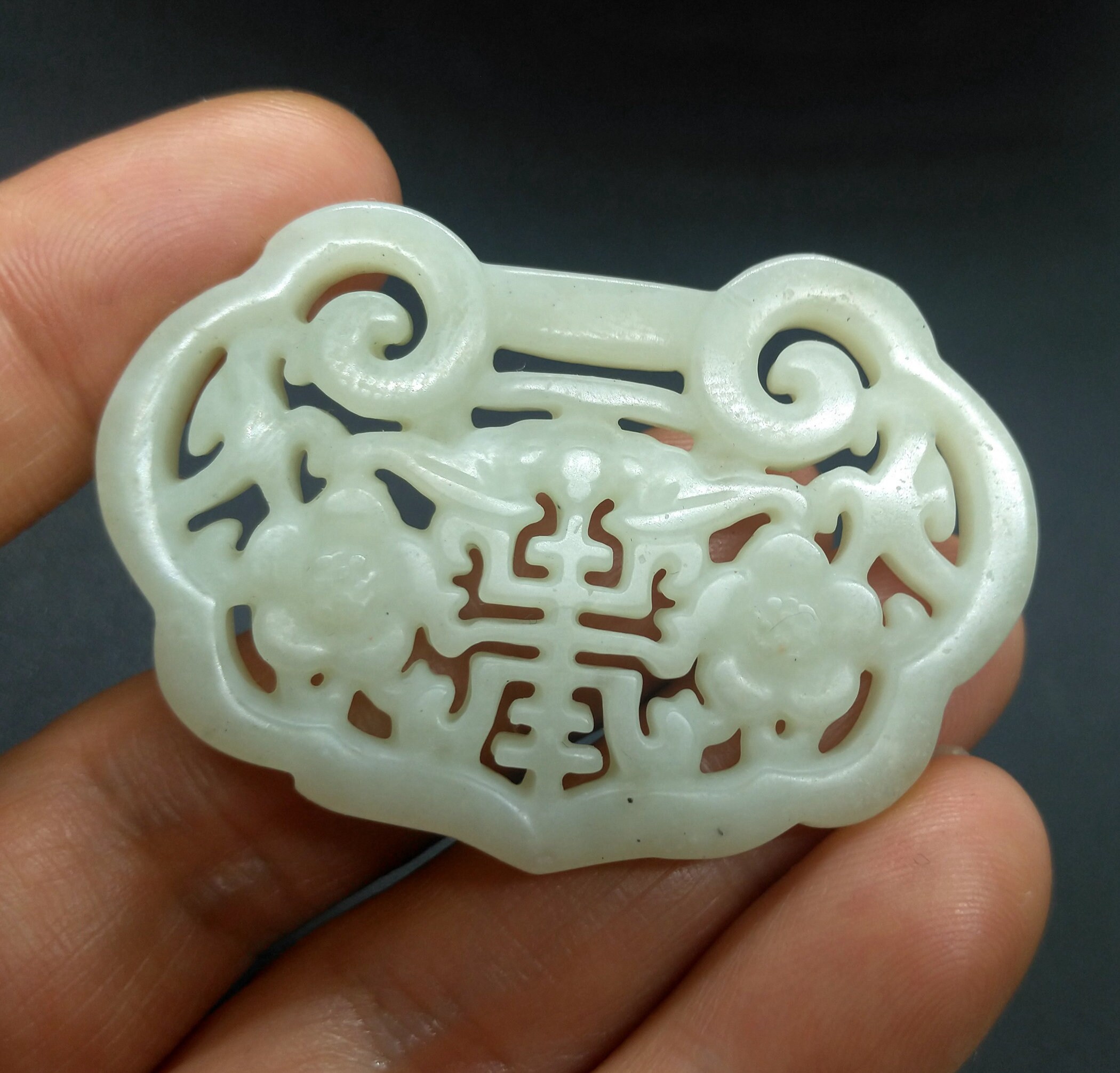 Flower bat bird jade pendant Lock Carved Green natural Jade | Etsy