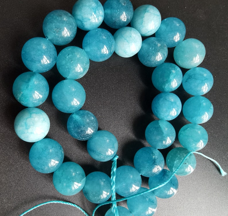 Round Aquamarine Quartz Beads 8mm10mm12mm Blue Smooth - Etsy