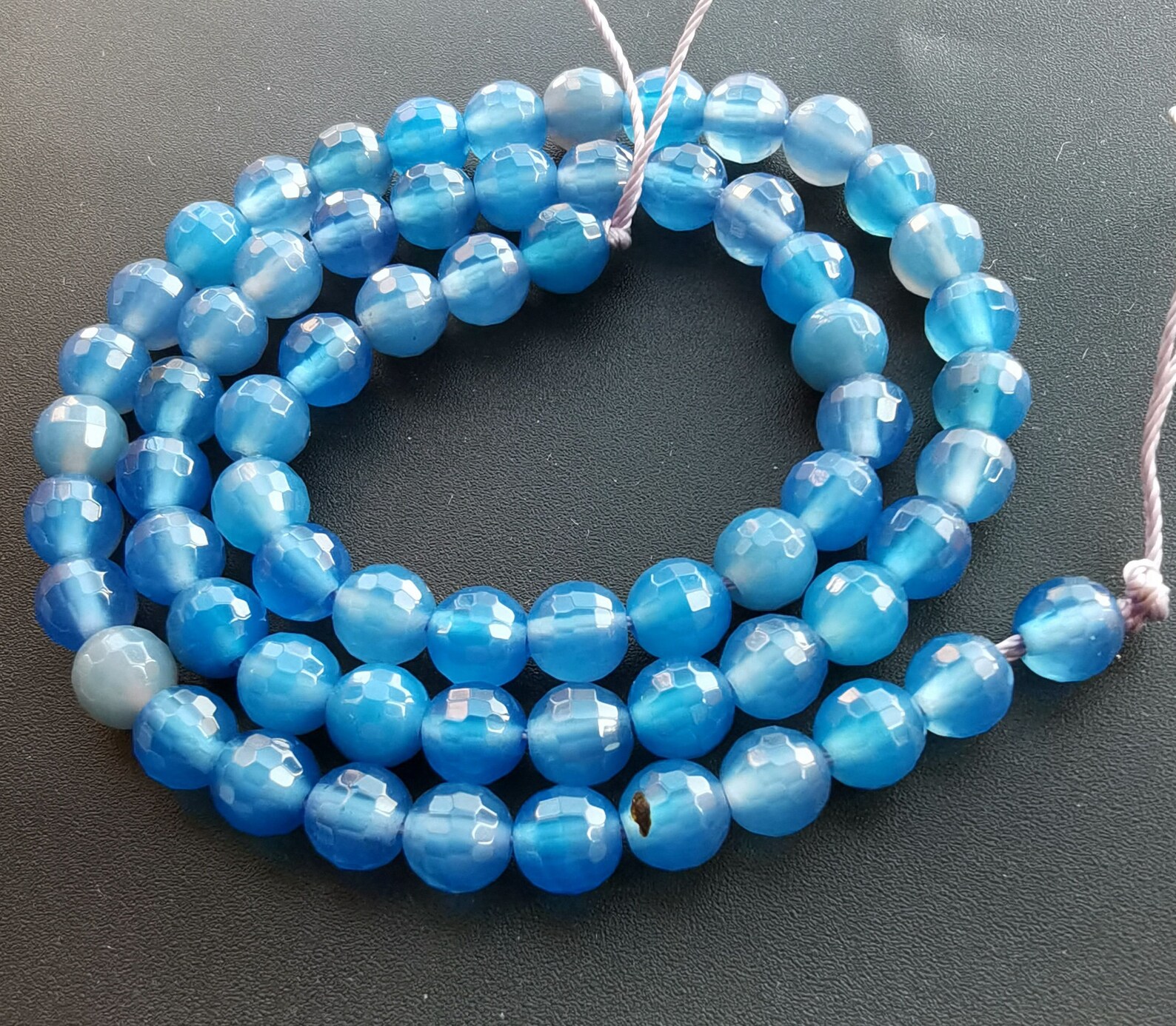 6mmFaceted Blue Agate stone strand loose Gemstone | Etsy
