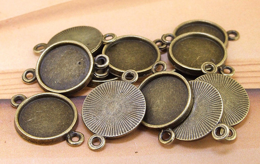 100pcs Circle Cabochon Setting Base Antiqued Bronze DIY Kit Fit ...