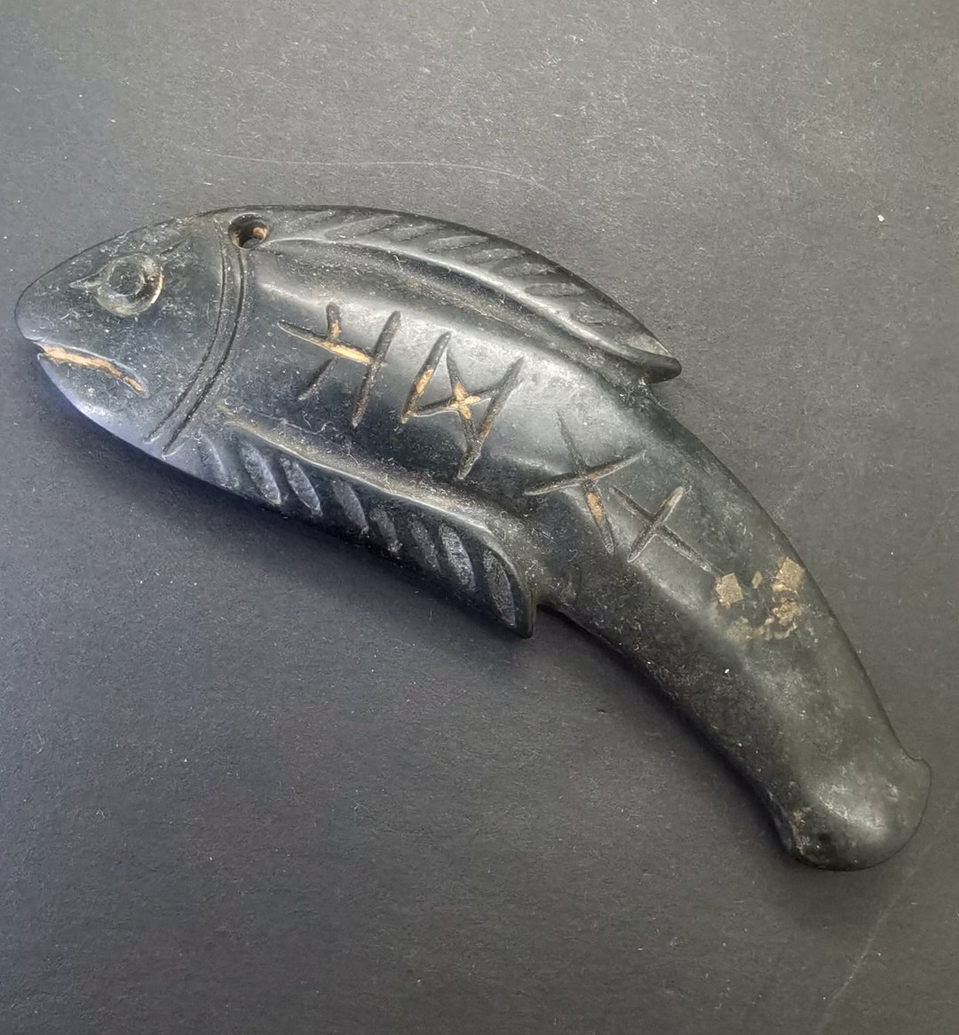 Long Fish,infinity Symbol,carving Natural Black Jade Stone Pendant Link ...