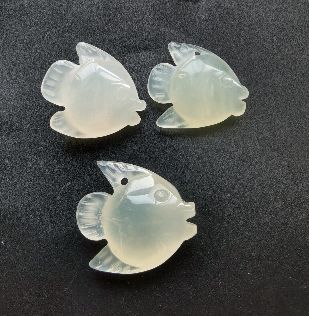 Carved Jade Goldfish Pendant: 3D Stone Amulet - Etsy