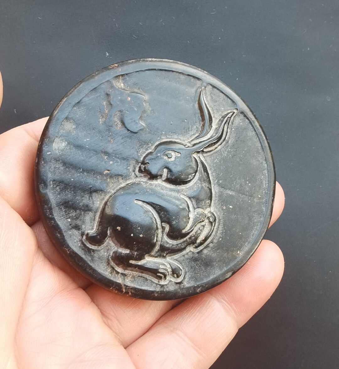 Chinese Zodiac Jade Pendant,rabbit,snake,ox,carved Double Face Black ...