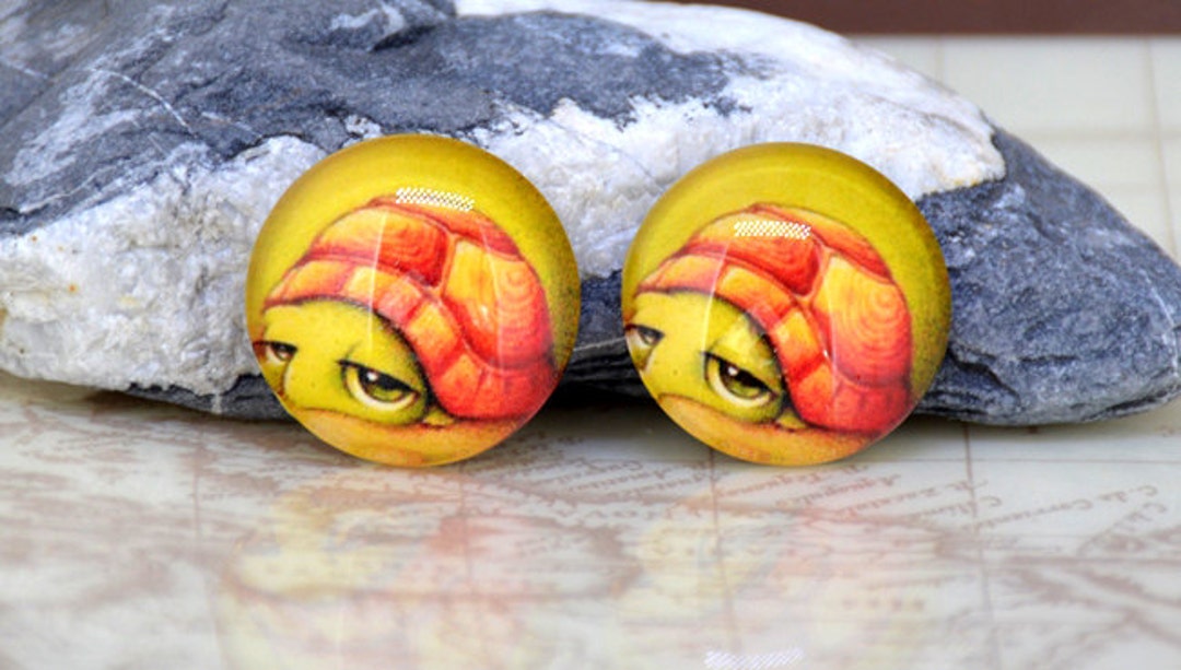 Circle Tortoise Handmade Photo Glass Cabochon Dome Bead 10mm 12mm ...