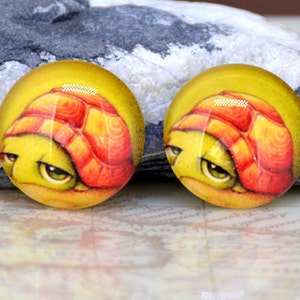 Circle Tortoise Handmade Photo Glass Cabochon Dome Bead 10mm 12mm ...
