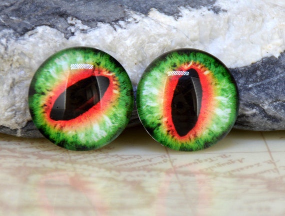 Circle Green Eye Handmade Photo Glass Cabochon Dome Bead 10mm | Etsy