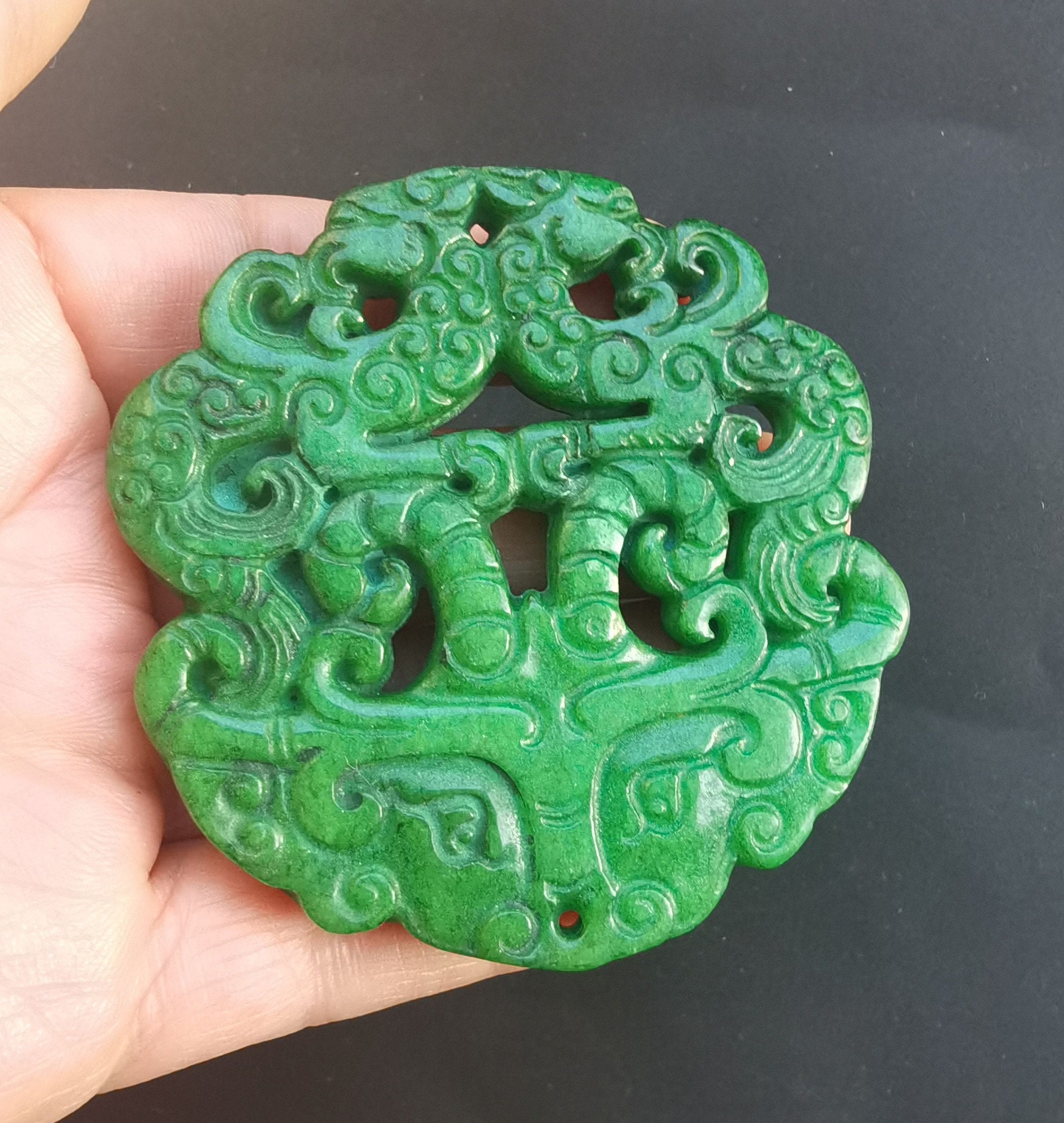 Chinese Goat Headchinese Dragon Jade Stone Pendant Circle | Etsy