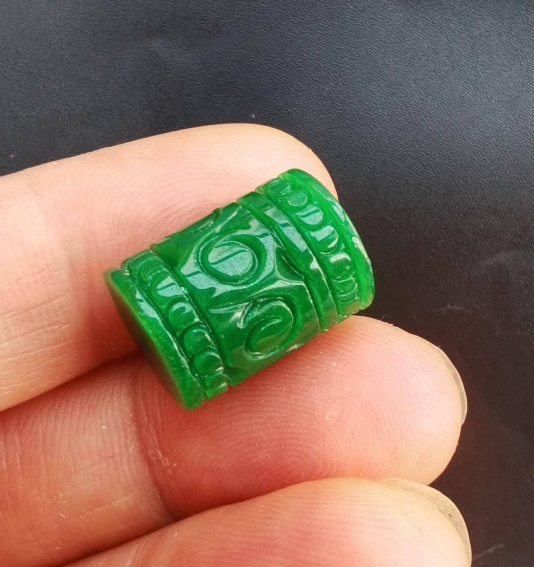 Circular Column,tube Cylinder Barrel Carving Green Jade Stone,dreadlock ...