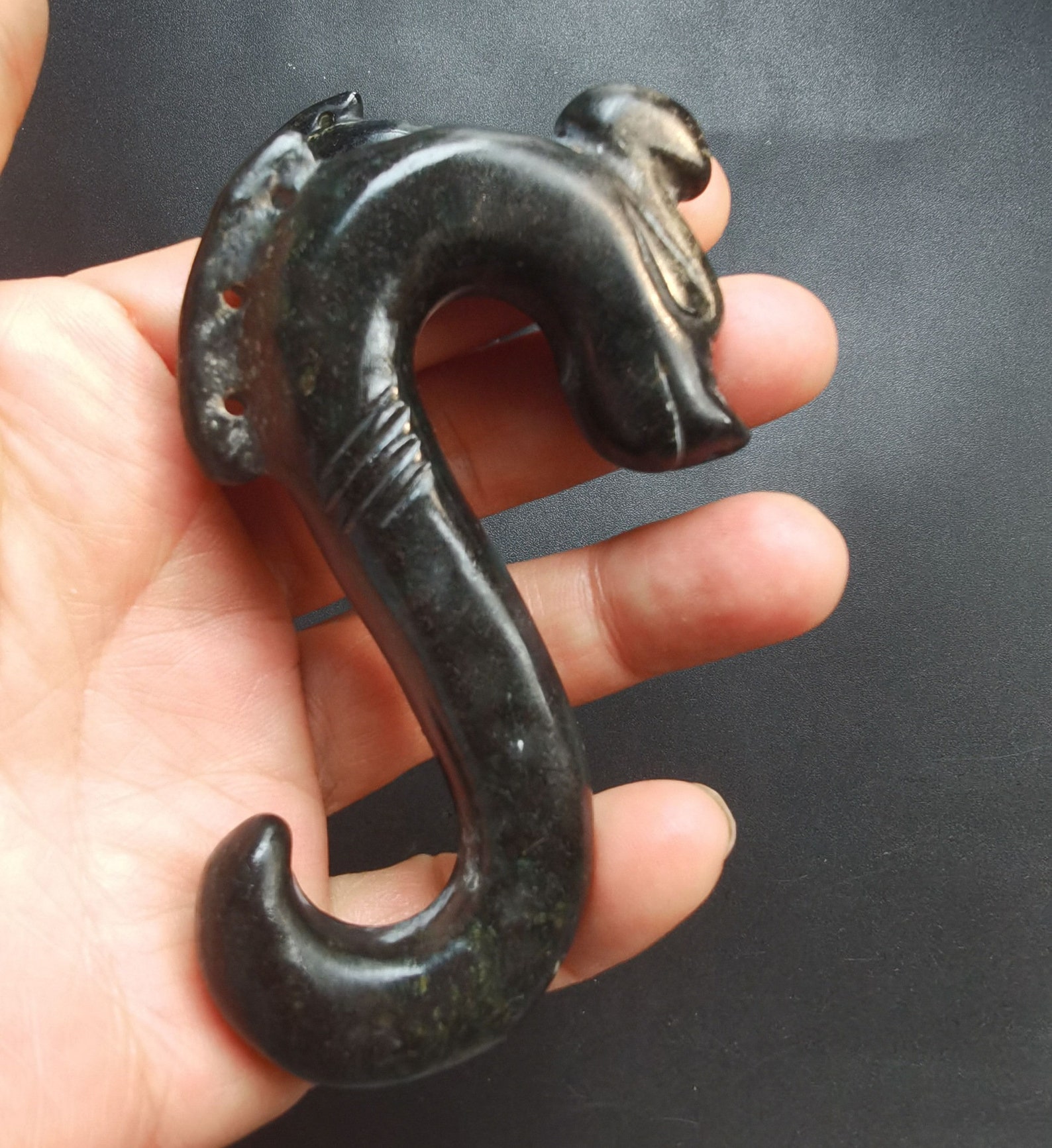 Hand Carved Black Jade Stone Dragon Animals Jade Pendant - Etsy