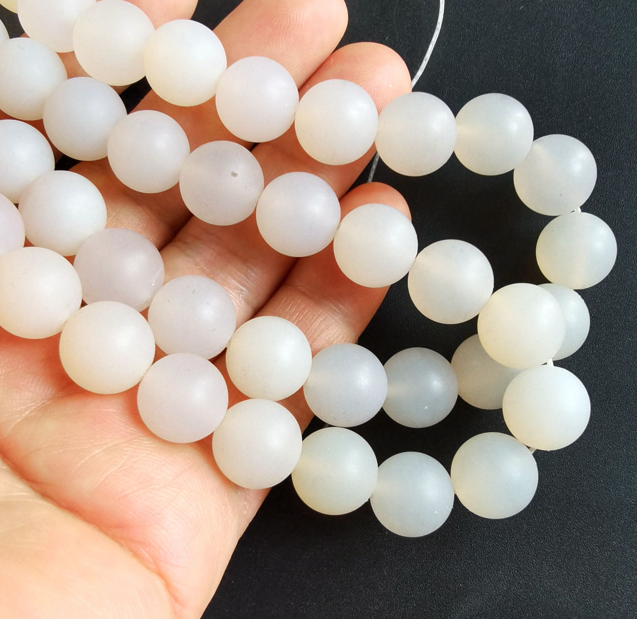 6mm10mm12mmround Matt/matte White Agate Stone - Etsy