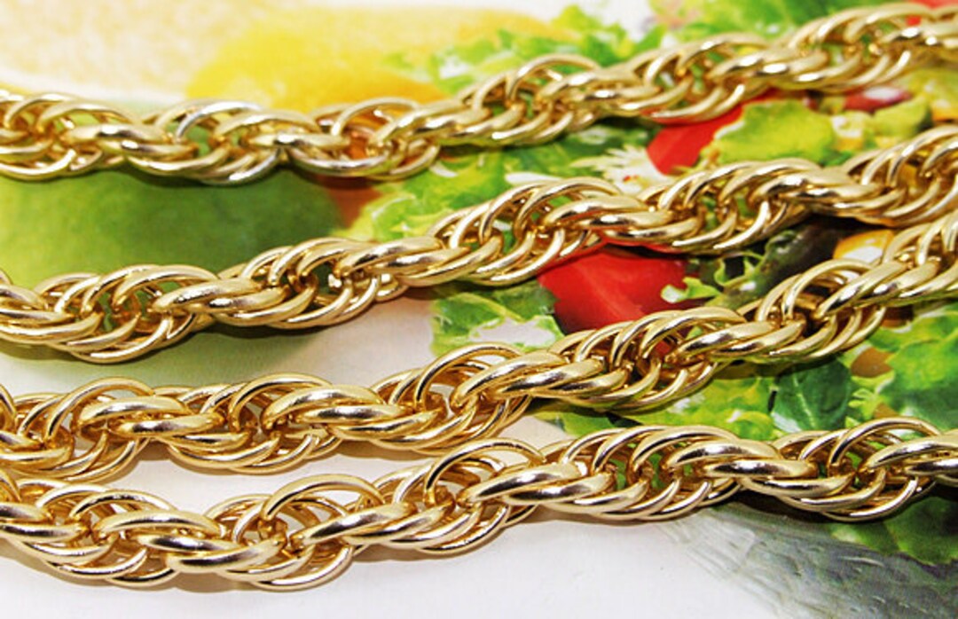 Loop Twist Cut Plated Yellow Gold Chain 2mm Loop 7mmx10mm---38" - Etsy