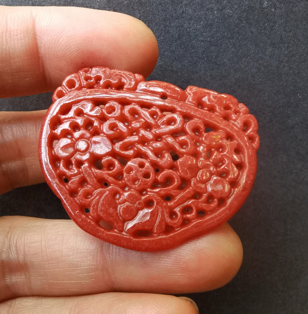 Hollow Carved Red Jade Bat Pendant: Amulet for Necklace - Etsy
