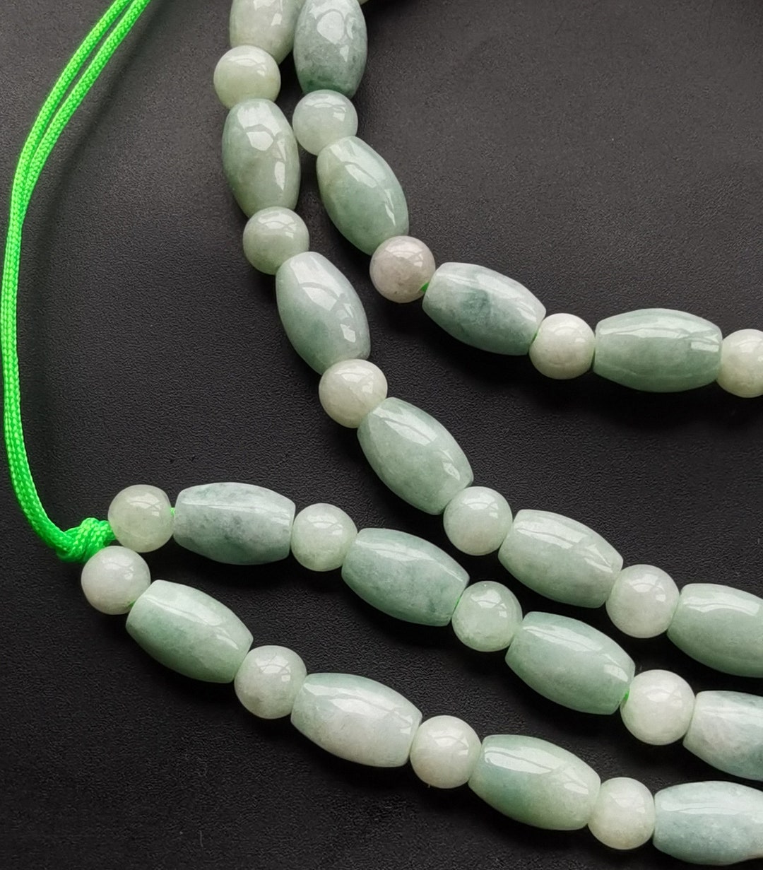 23",round Barrel Natural Burmese Jadeite Stone Beaded Necklace,grade A ...