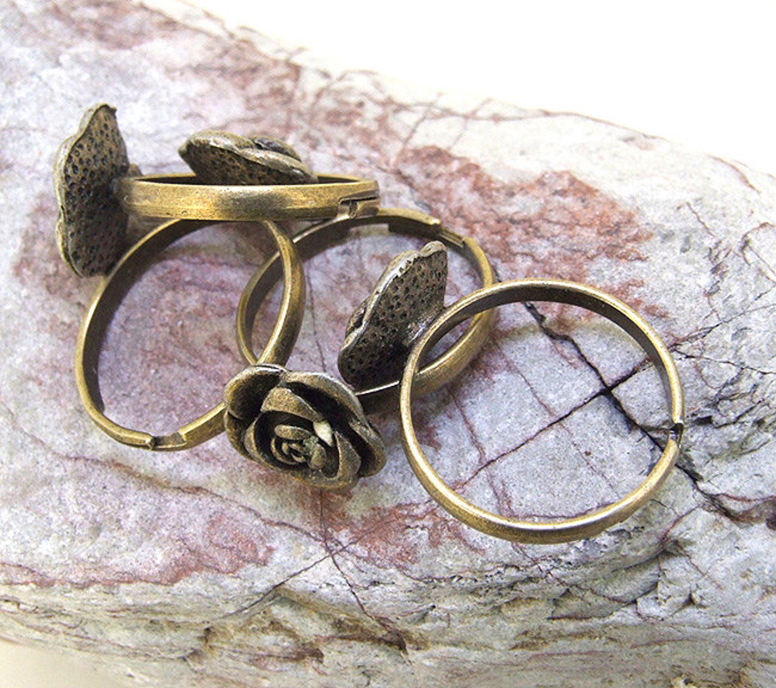 8PCS Q Antiqued Bronze Rose Flower Ring Base DIY Kits Fit - Etsy