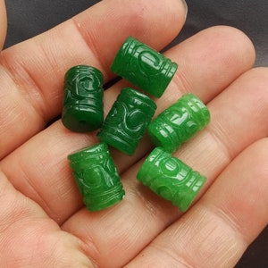 Circular Column,cylinder Tube Dread Carved Green Jade Stone,dreadlock ...