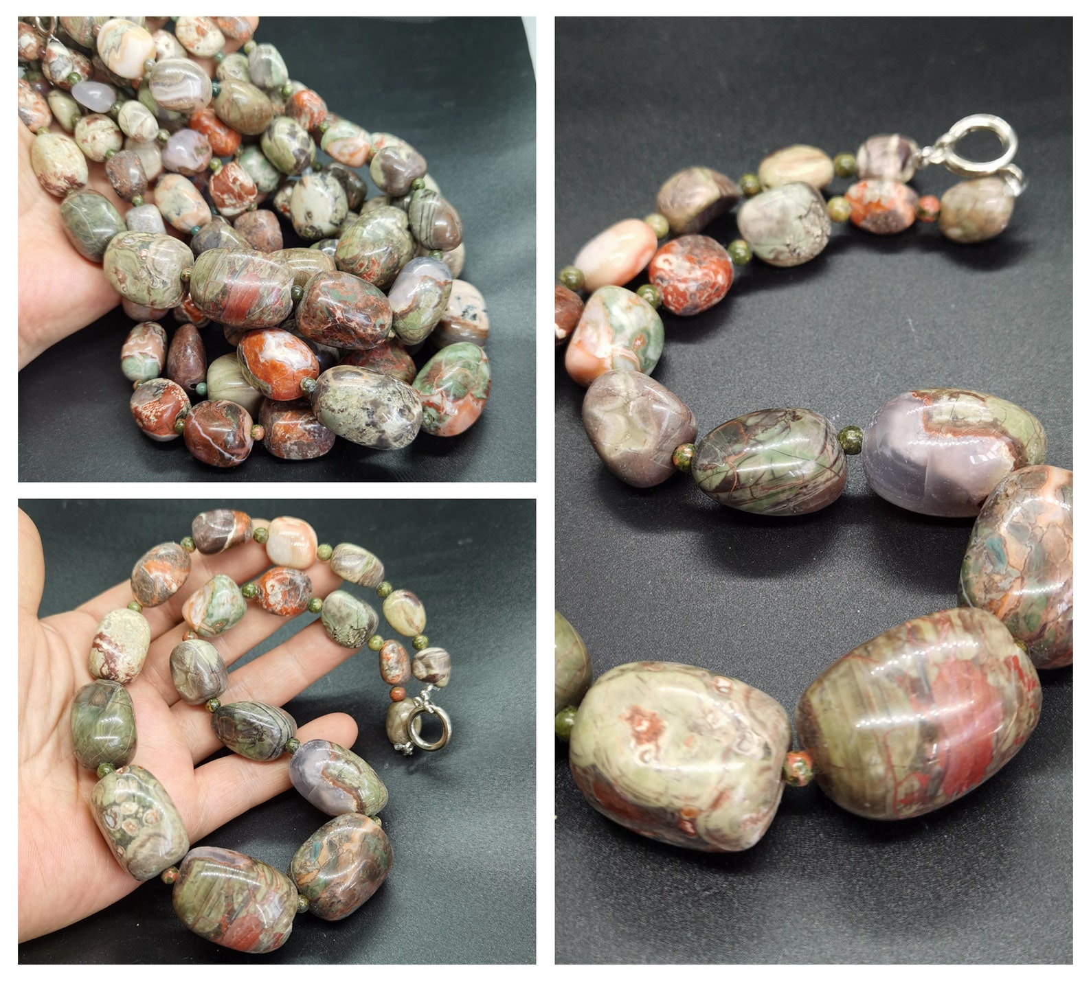 Nugget Random Natural Gemstone Necklacepink Agatetiger | Etsy