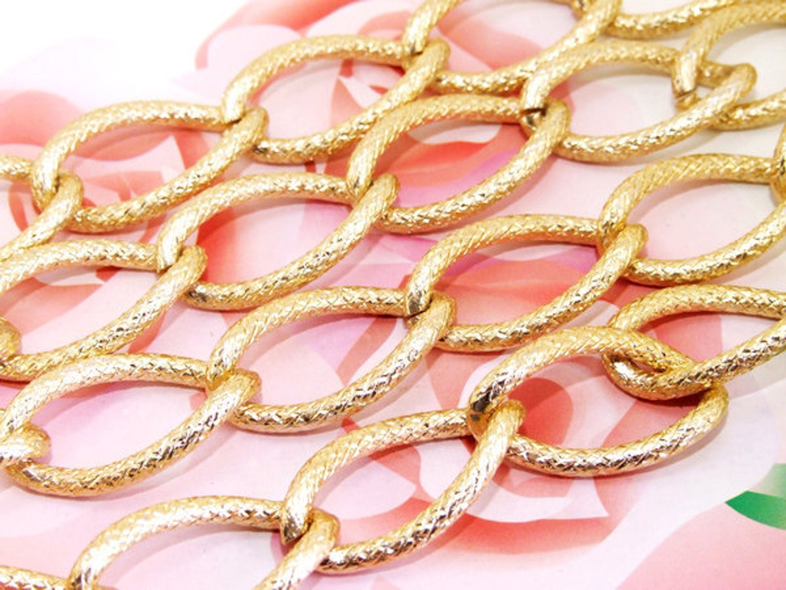 Long Shiny Chunky Gold Textured Chain Wide 15mm Gold Aluminum | Etsy