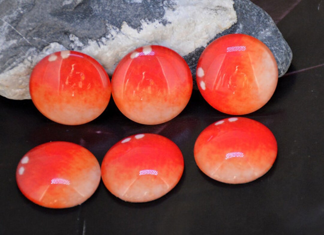 Circle Orange Red Handmade Photo Glass Cabochon Dome Bead 10mm 12mm ...