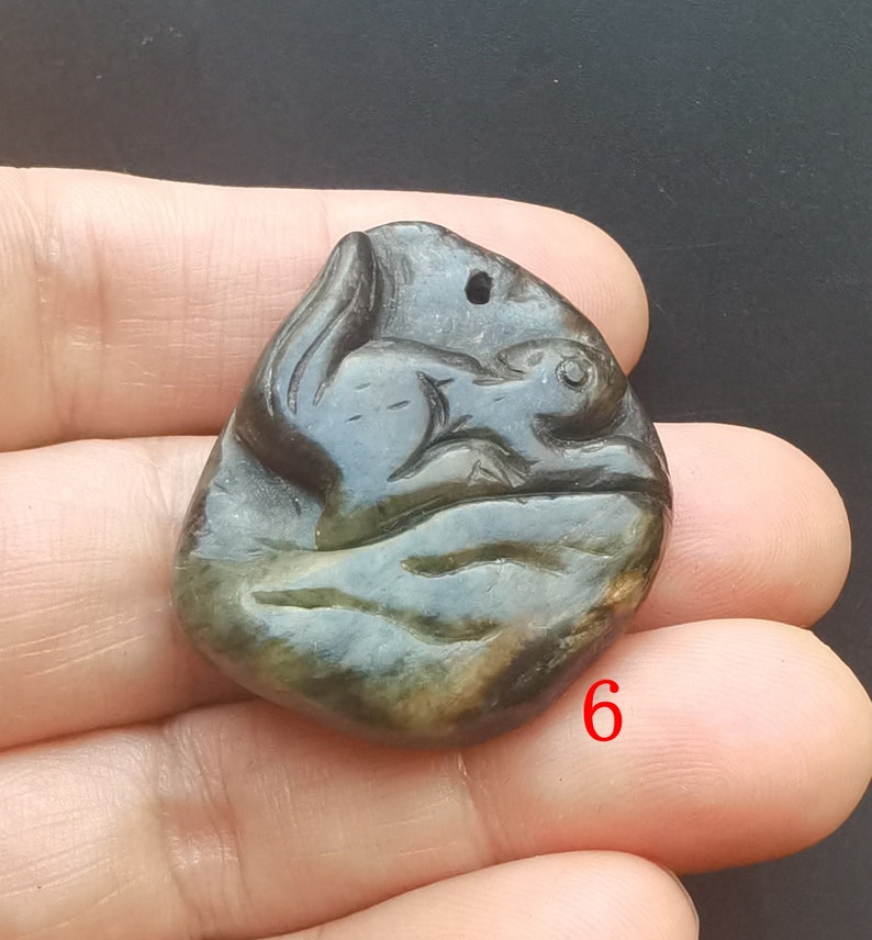 Rat,mouse,flower,leaf Handmade Carved Stone Pendant,natural Gemstone ...