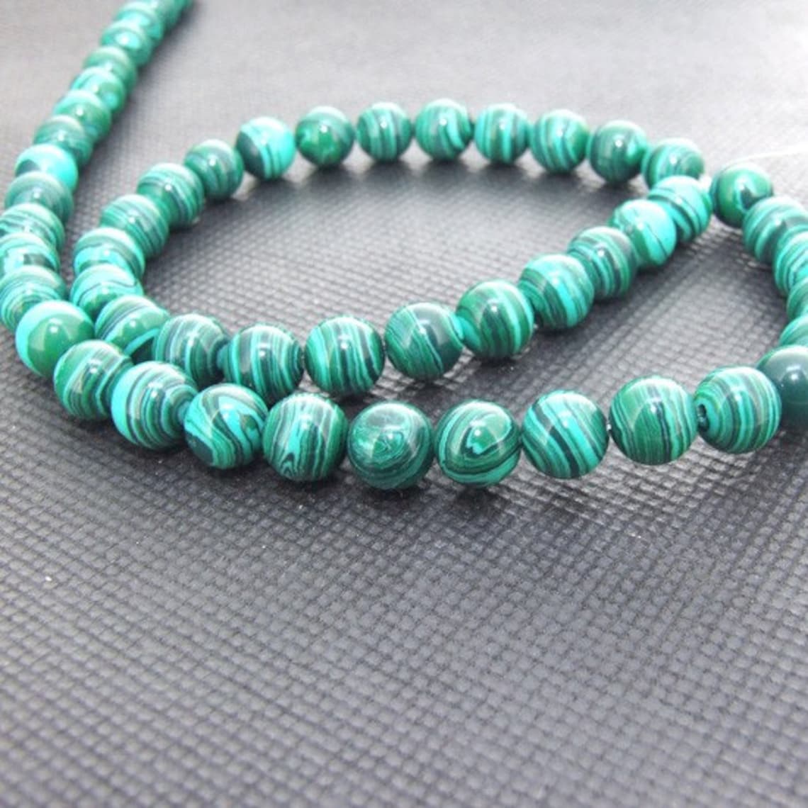 Strands Zebra Stripe 8mm Green Circle Malachite Gemstone Bead Loose One ...
