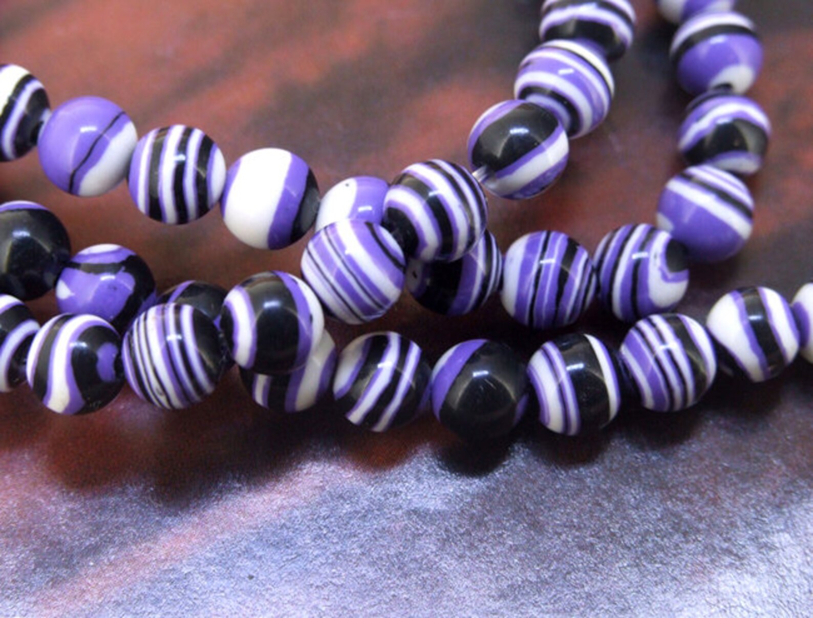 6mm-16mm Round Purple/red/blue/green/white Zebra Stripe Malachite ...