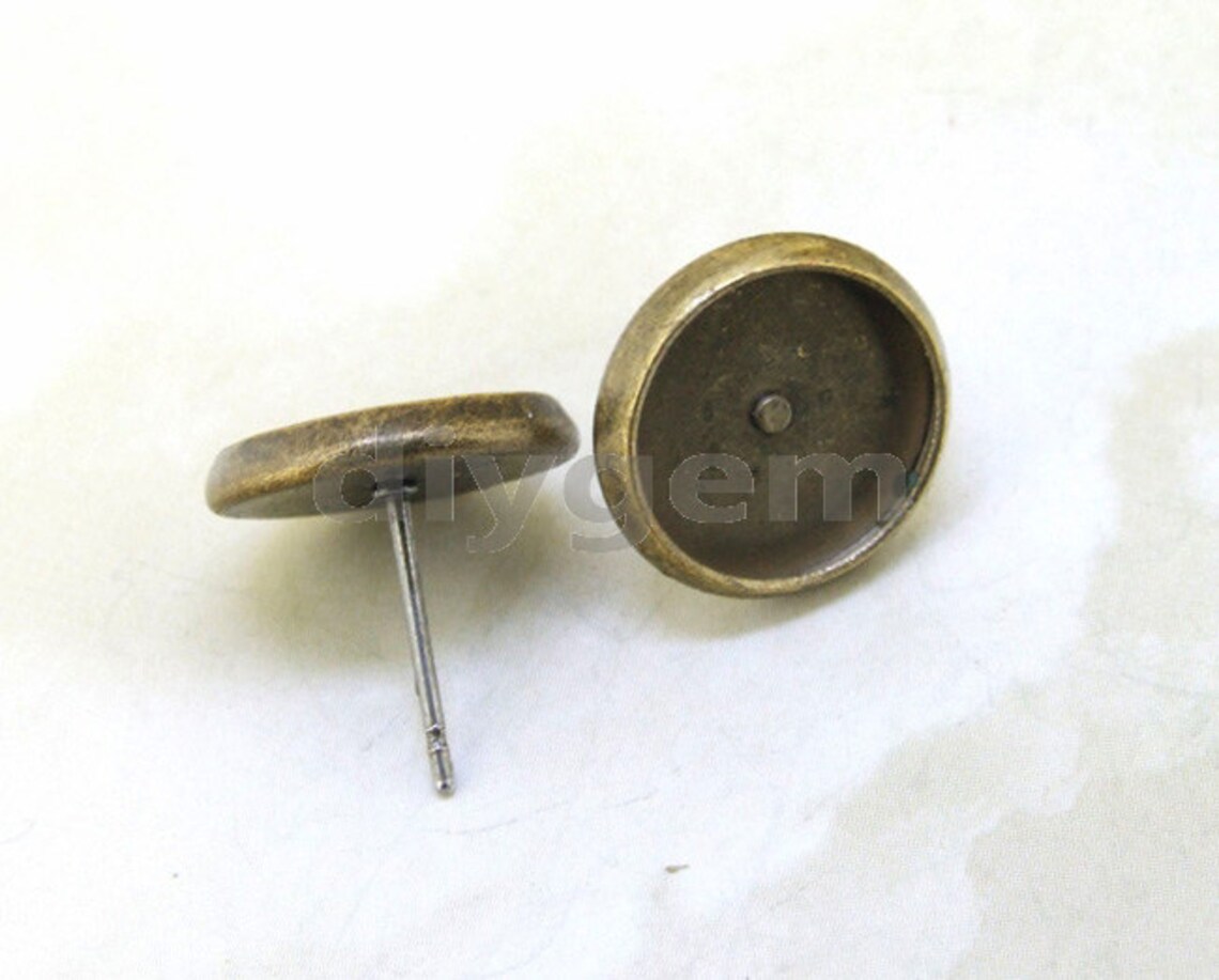10pairs 20pcs Ear Stud Trays Bronze Filigree Smooth Pad Ear - Etsy